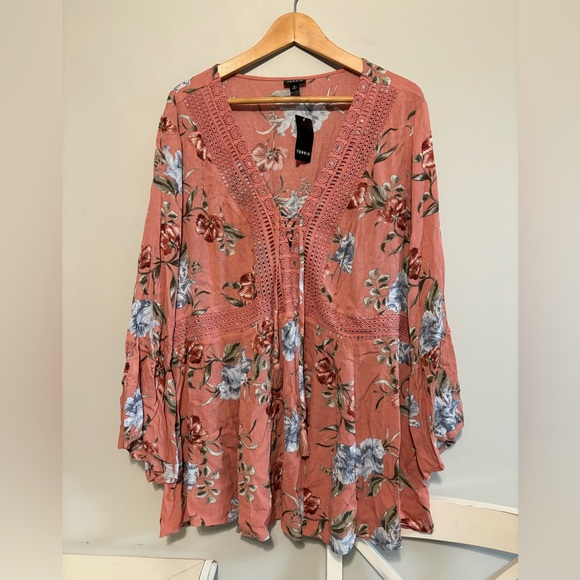 torrid | Tops | Nwt Torrid Desert Sand Floral Long Sleeve Crinkle Boho ...
